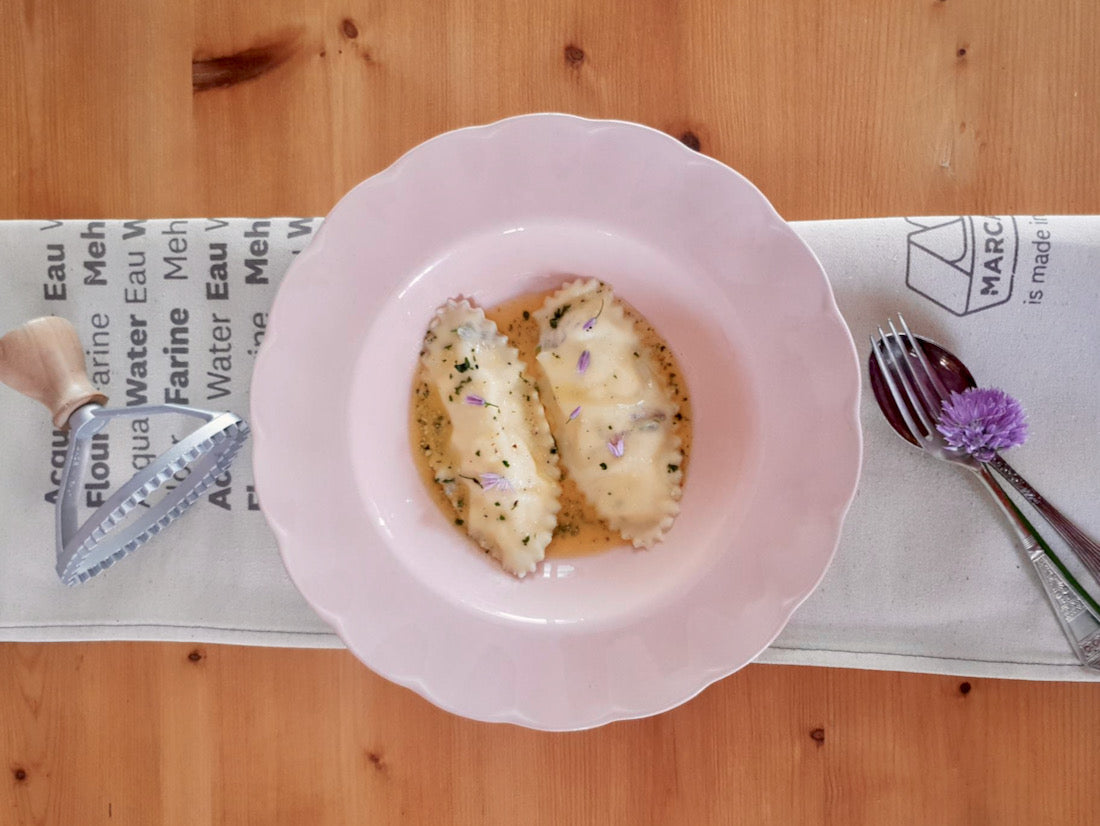 Ricotta and Chive Flower Ravioli – q.b. Cucina